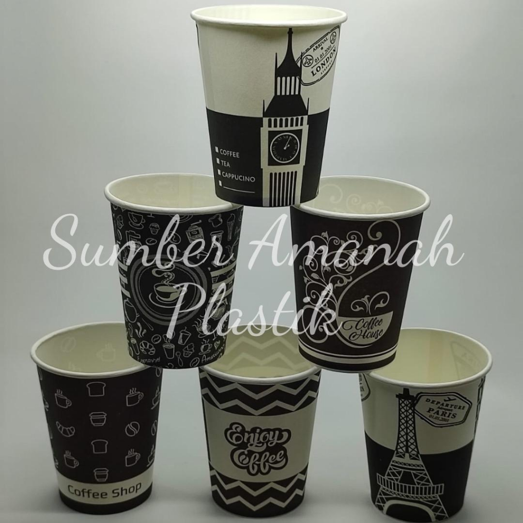 Jual Paper Cup 8oz Gelas Kertas Kopi Motif 8 oz Tahan Panas 240ml Coffee @50 pcs | Shopee Indonesia
