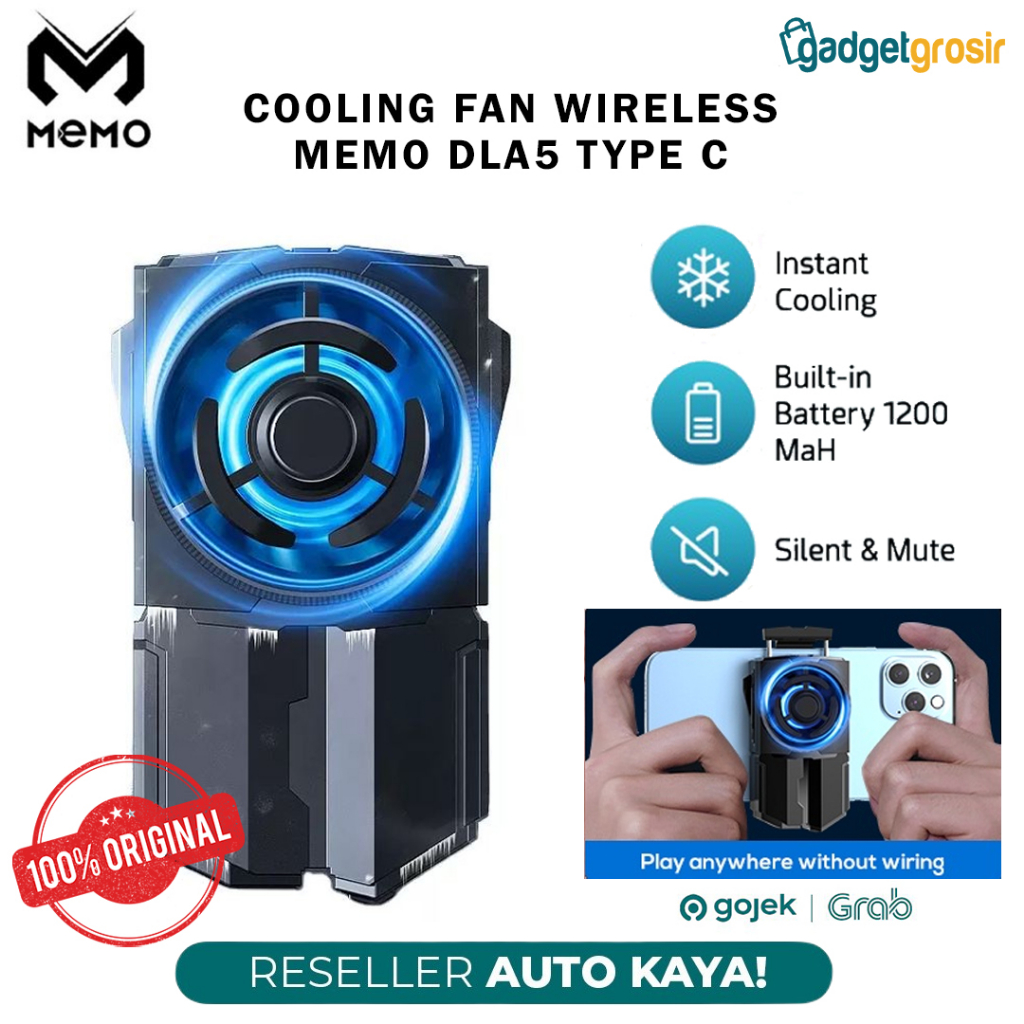 Jual MEMO DLA5 Cooling Fan Wireless with 1200mAh Rechargeable Battery ...