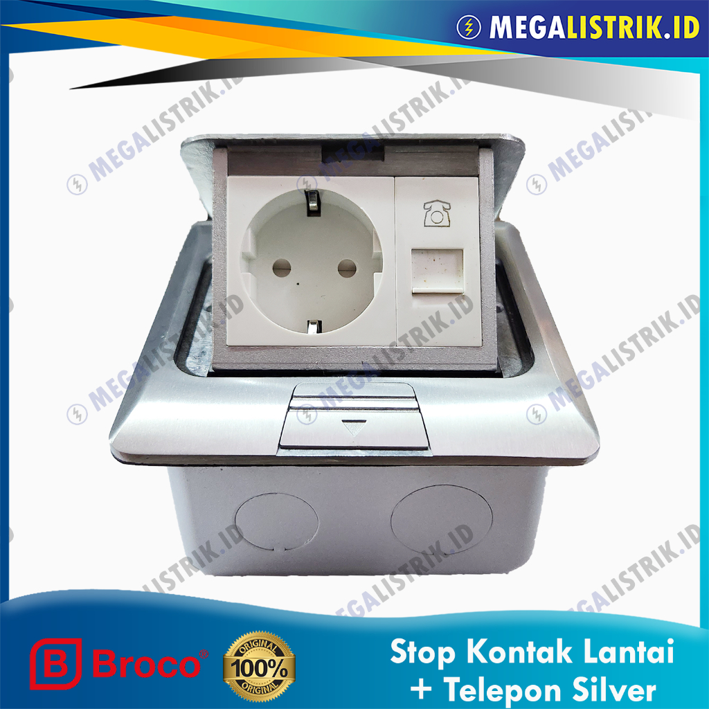 Jual BROCO STOP KONTAK LANTAI + OUTLET TELEPON SILVER D25471-99 / FLOOR ...