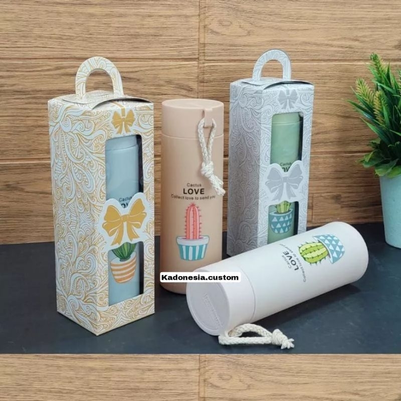 Jual Botol minum souvenir Tumbler kaca motif kaktus love kado hadiah ...