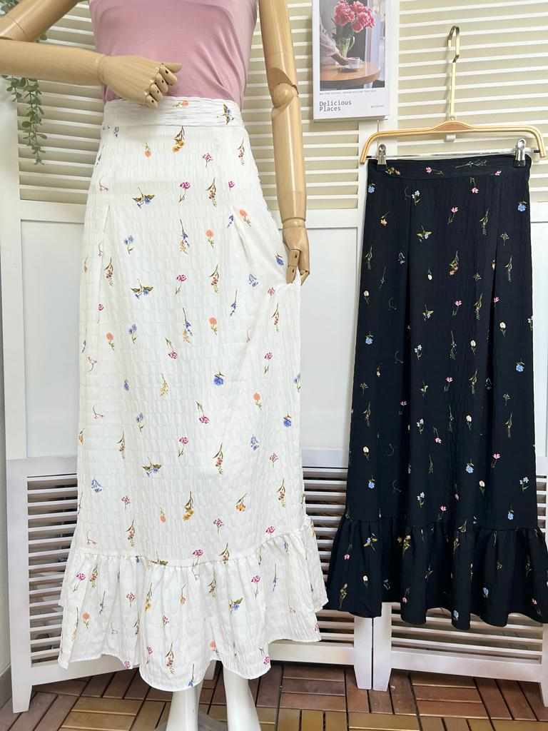 Jual Rok Maxi Wanita // Rok Motif Bunga // Rok Style Korea // Rok Serut ...