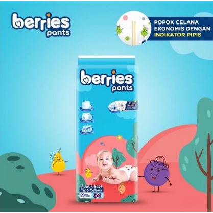 Jual BERRIES Pants Diapers tipe celana M34 / L30 / XL26 | Shopee Indonesia