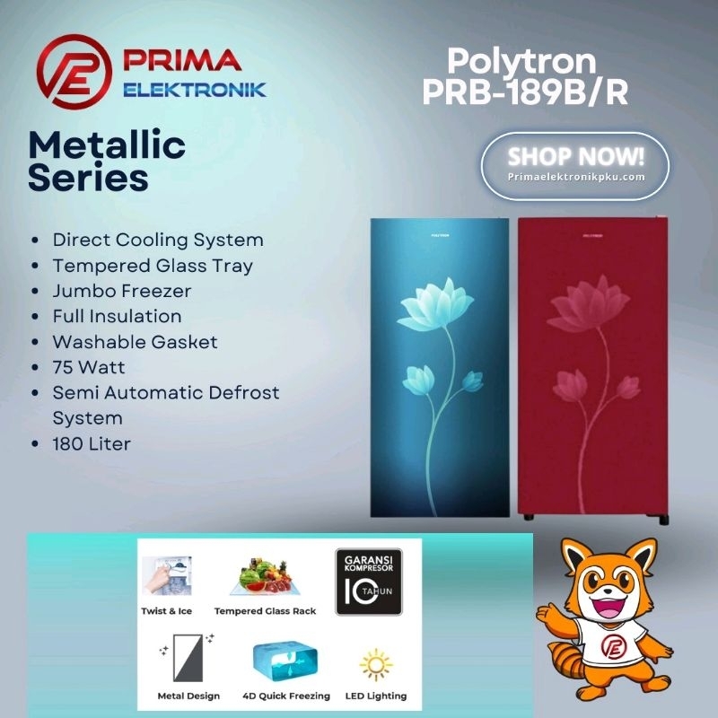 Jual POLYTRON kulkas 1 pintu beauty metal door 180 liter PRB 189 ...