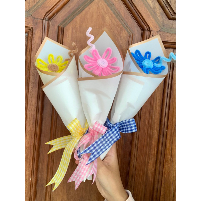 Jual SINGLE BUKET PIPE FLOWER / BUKET KAWAT BULU / PIPE CLEANER BOUQET ...