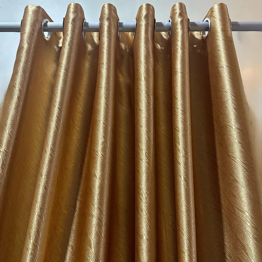 Jual Gorden Blackout 85% Gold Serat Garis Bercahaya Kak Jill | Shopee ...