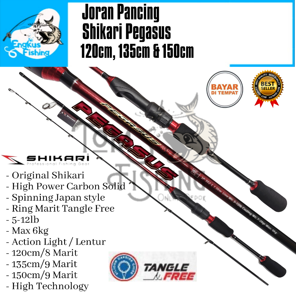 Jual Joran Pancing Shikari Pegasus Power Carbon Solid 120cm - 150cm (5 ...