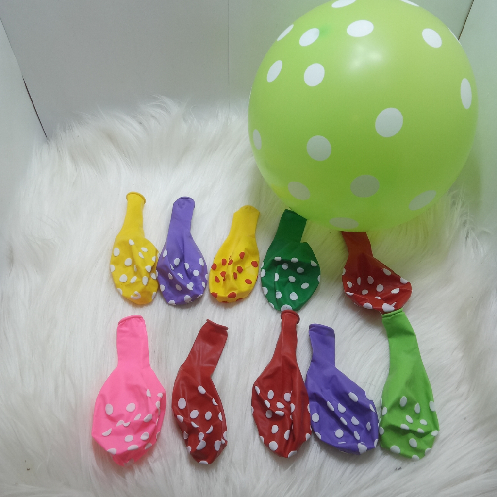 Jual Balon Besar Balon Pulkadot Latex Isi 10 Pcs Warna Campur | Shopee ...