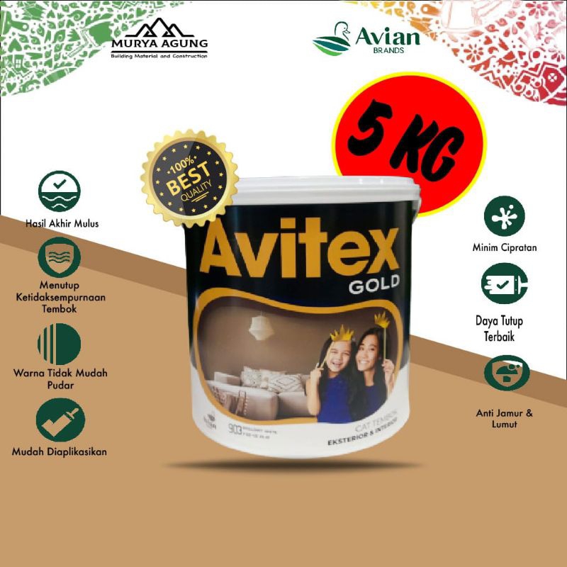 Jual Avitex Gold Cat Tembok Interior & Eksterior 5Kg | Shopee Indonesia