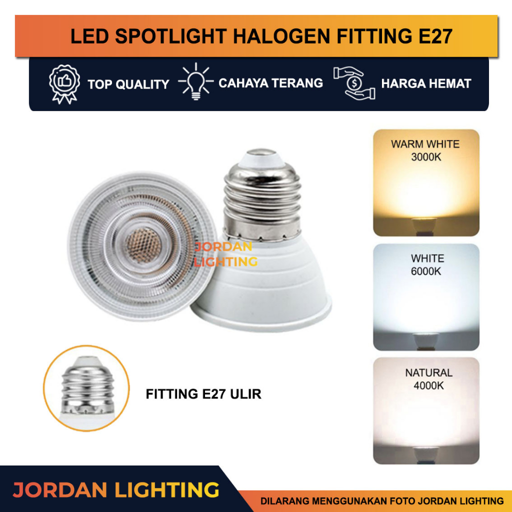 Jual Lampu Sorot Bohlam LED Spotlight 7 Watt 7W Putih Kuning Warm White Fitting Fiting E27 ...