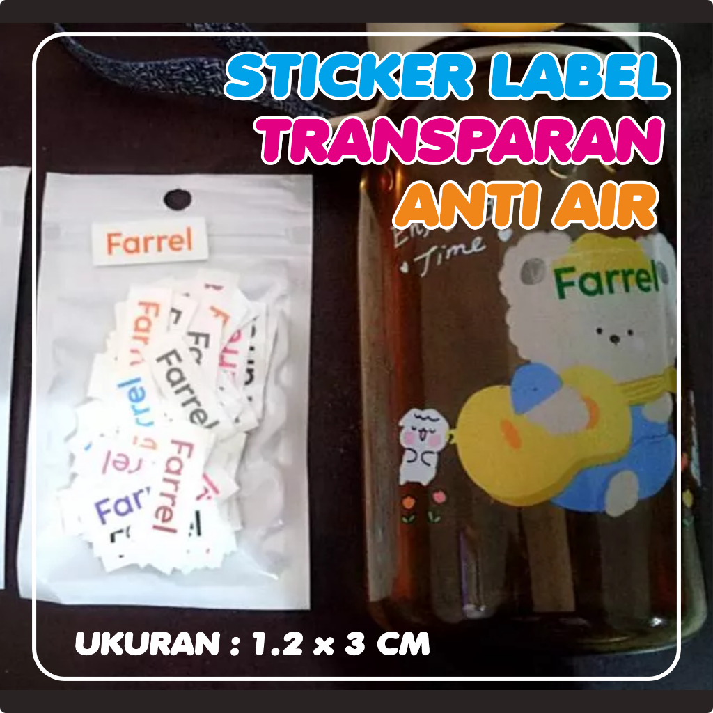 Jual STIKER LABEL NAMA TRANSPARAN WATERPROOF Karakter LABEL MURAH DAN ...