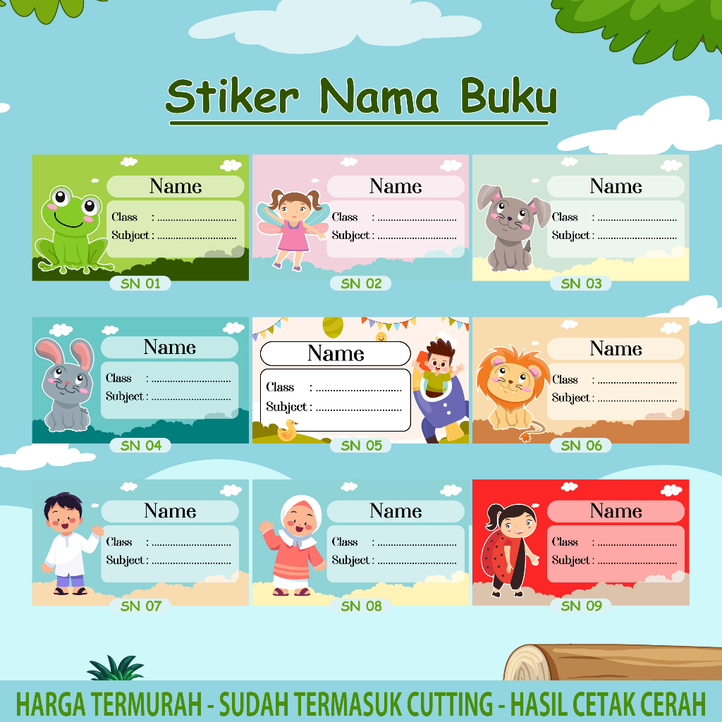 Jual Cetak Stiker Buku Pelajaran Stiker Label Nama Label Buku Pelajaran ...