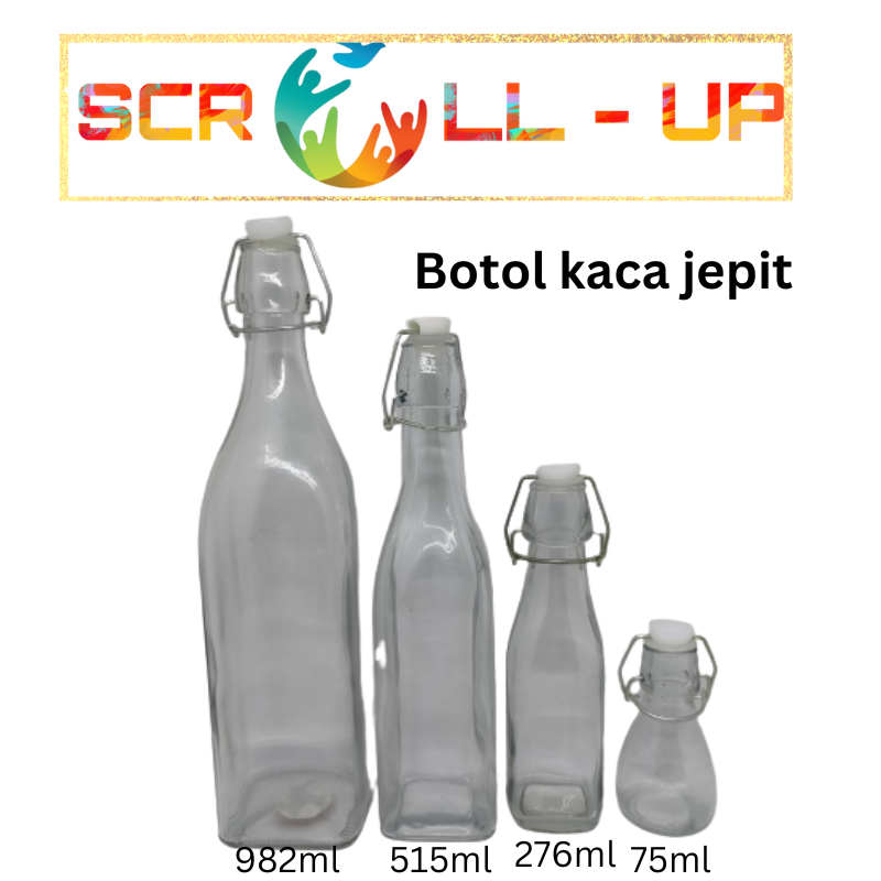 Jual BOTOL KACA JEPIT / SWING BOTTLE white/Glass Bottle /swing Bottle ...