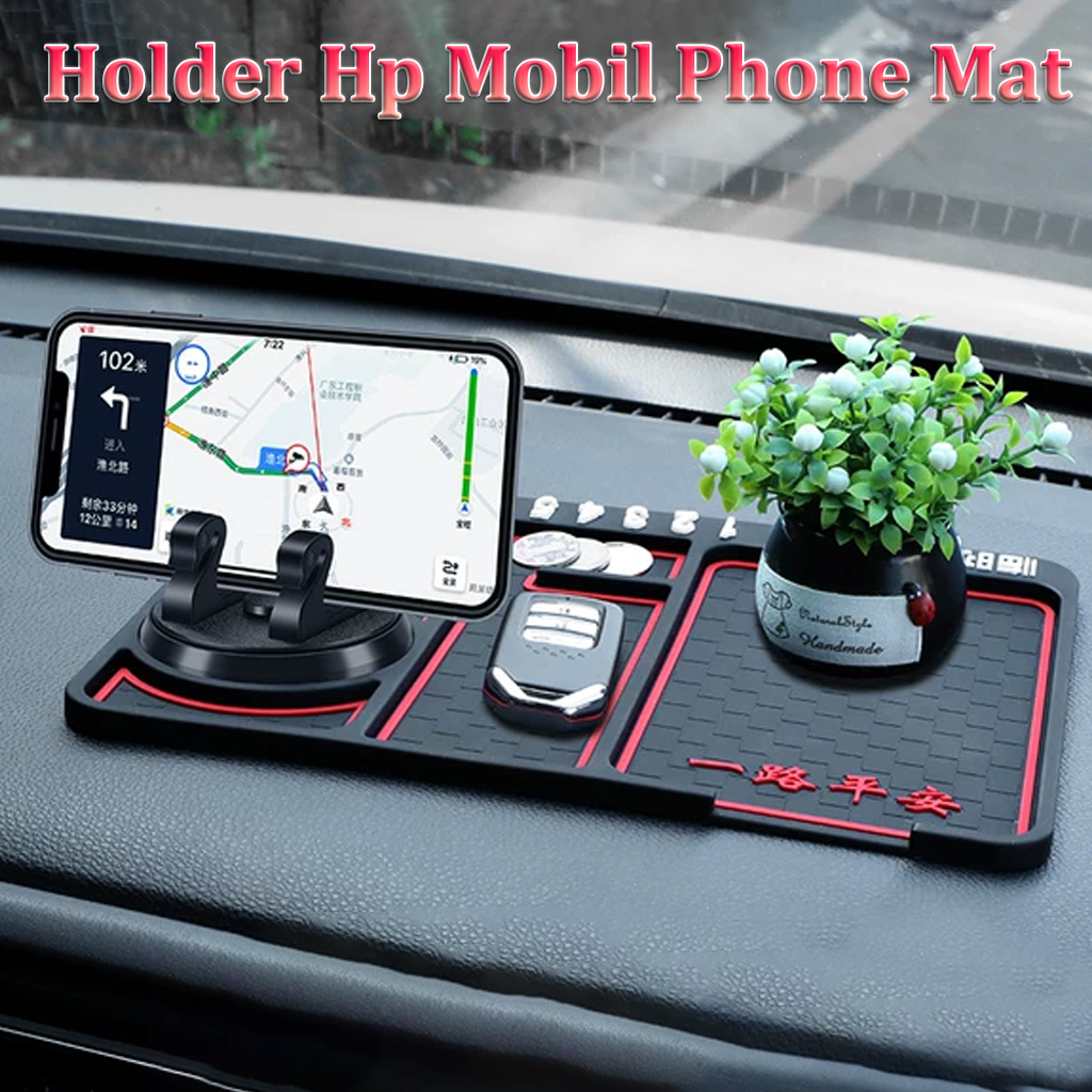 Jual Holder Hp Mobil Phone Holder Mat Alas Mobil Dashboard 3 in 1 Anti ...