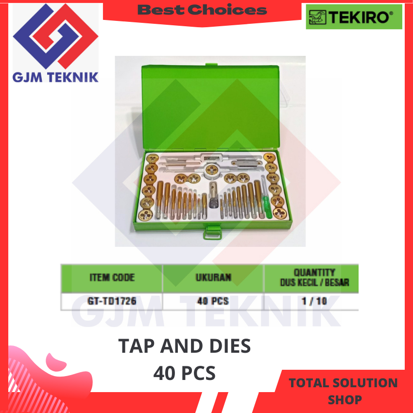 Jual Tap and Dies Set 40 Pcs - Alat Snai dan Tap Ulir Baut Senai TEKIRO ...