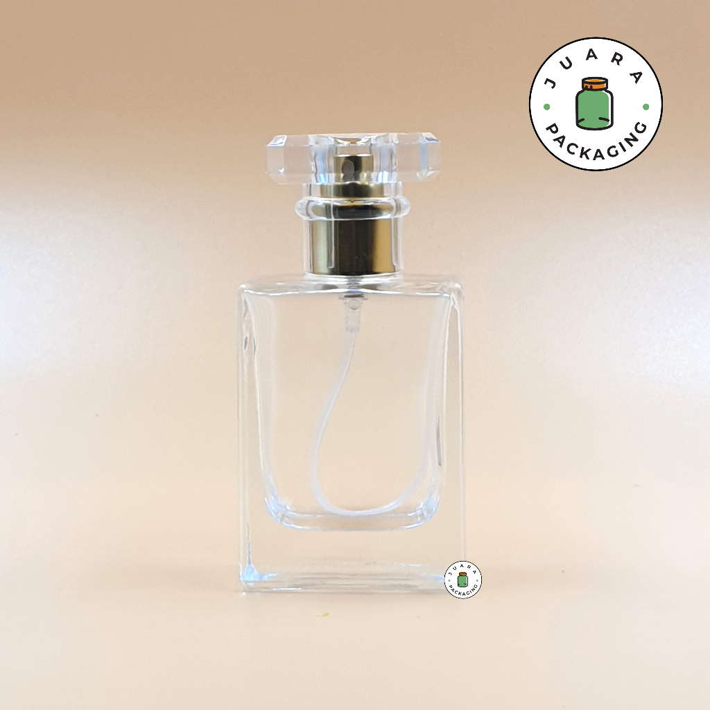 Jual Botol Parfum Kaca 30ml Semi Press Transparan Bening dengan Tutup ...