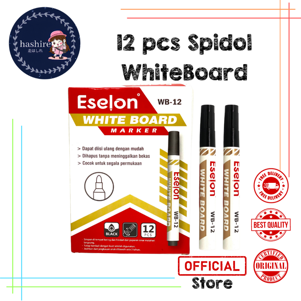 Jual 12pcs Spidol Papan Whiteboard Eselon WB12 / 1pack Spidol BISA DIHAPUS | Shopee Indonesia