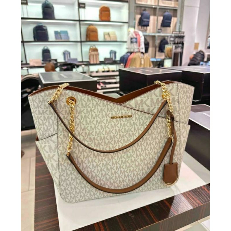 Jual Tas Mk Michael kors chain vanilla tote bag new original | Shopee Indonesia