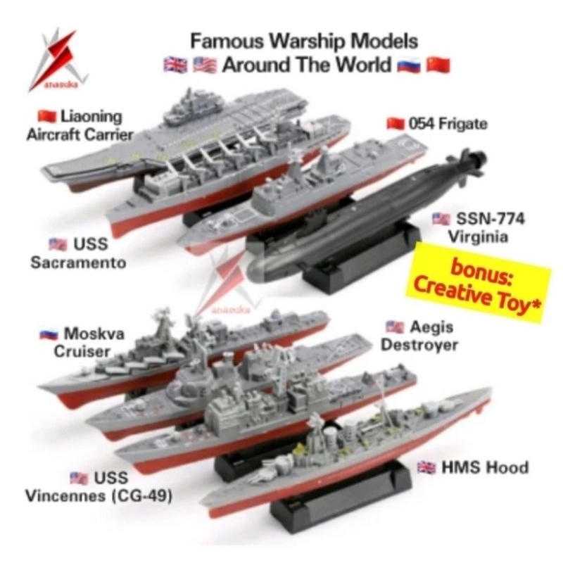 Jual Miniatur Kapal Perang Top Model Kit Rusia Moscow Cruiser Hood 054 055 Destroyer Liaoning ...