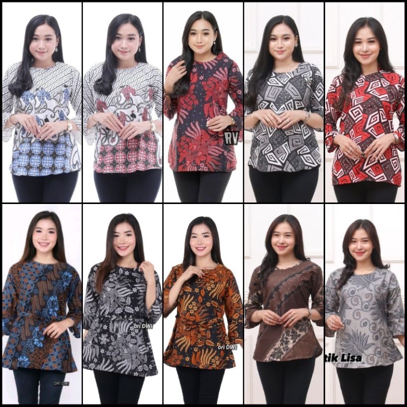Jual Baju Batik Wanita Modern Atasan Batik Wanita Blouse Batik Kerja Wanita Batik Kantor M L XL ...