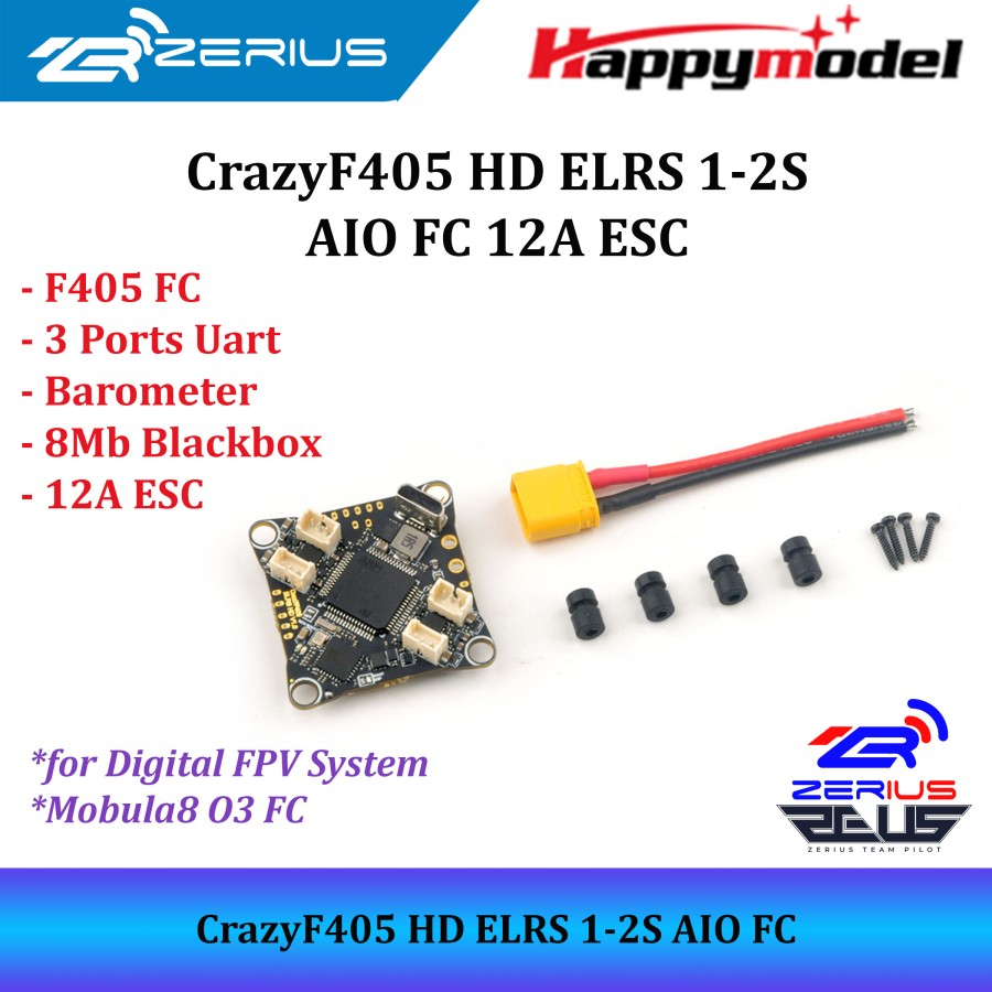 Jual Happymodel CrazyF405 HD ELRS 1-2S AIO FC 12A ESC for Digital FPV ...