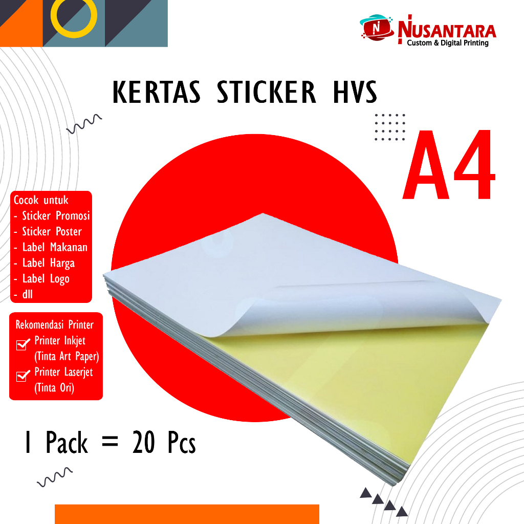 Jual STICKER HVS A4 ISI 20 LEMBAR / KERTAS STIKER A4 | Shopee Indonesia