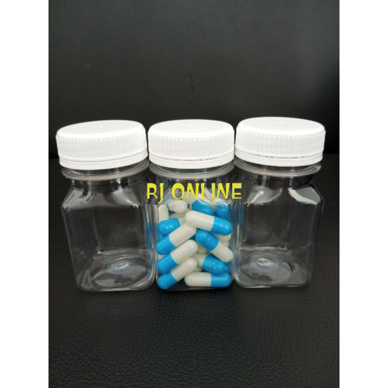 Jual botol kapsul 90 ml kotak bening isi 100 botol khusus INSTAN /botol ...