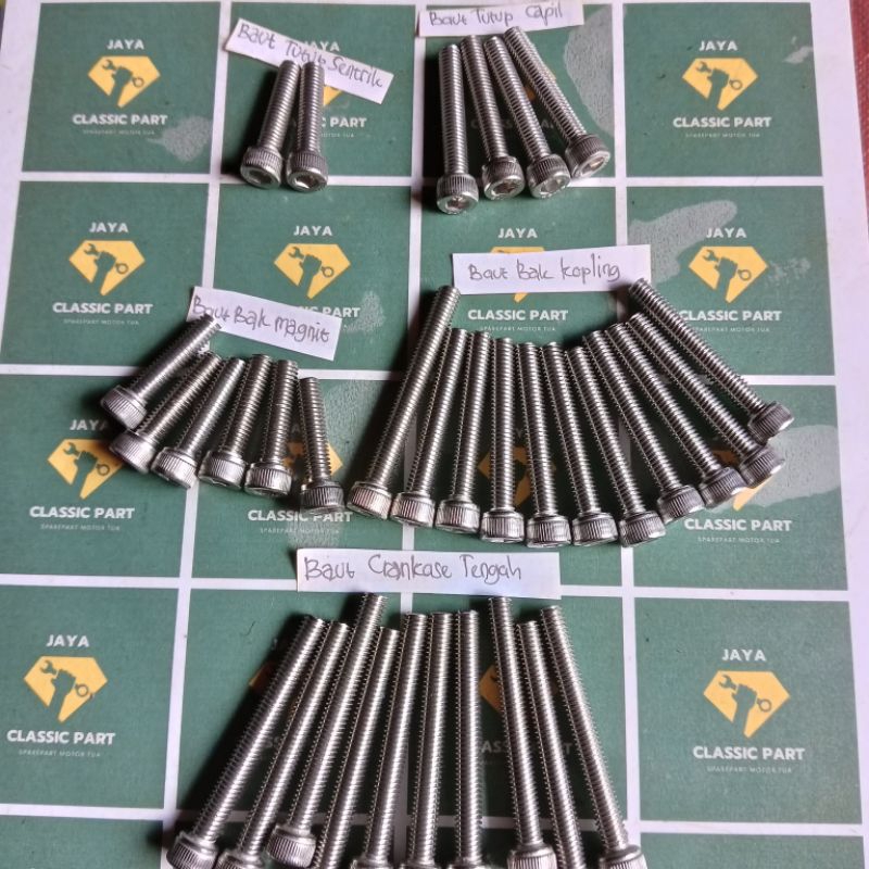 Jual BAUT L STAINLESS BAUT MESIN FULLSET CB100 CB125 GL100 GL125 GLK GL ...