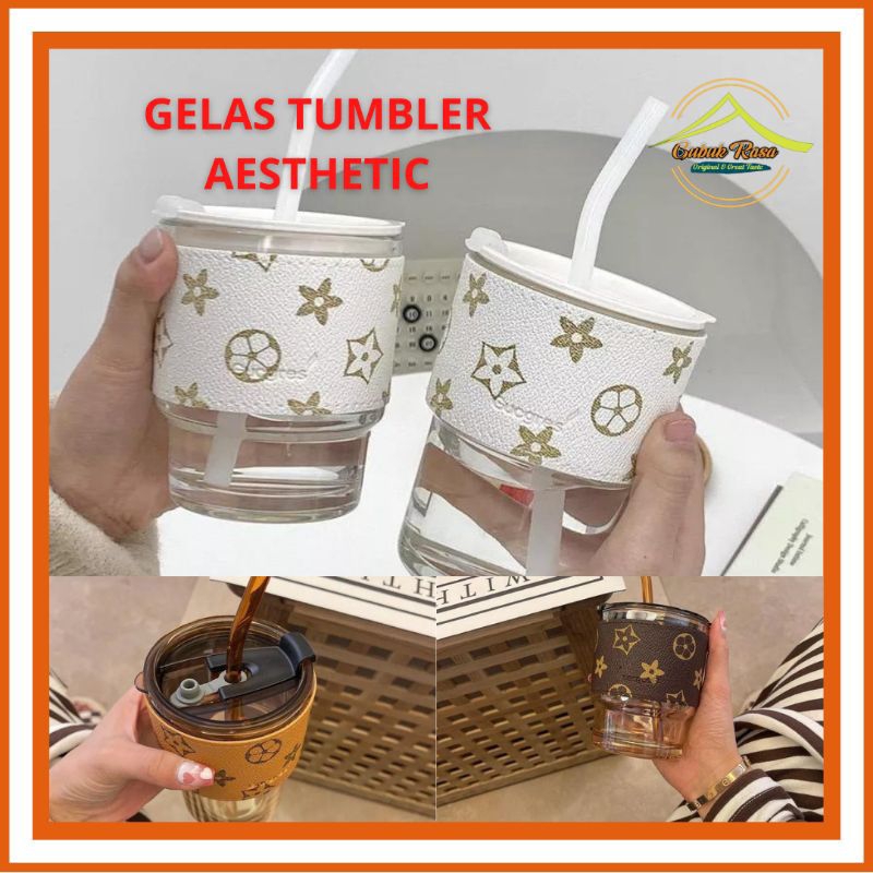 Jual Gelas Tumbler Aesthetic/Gelas Minum Kaca Tebal/Simple/Elegan (450 ml) | Shopee Indonesia