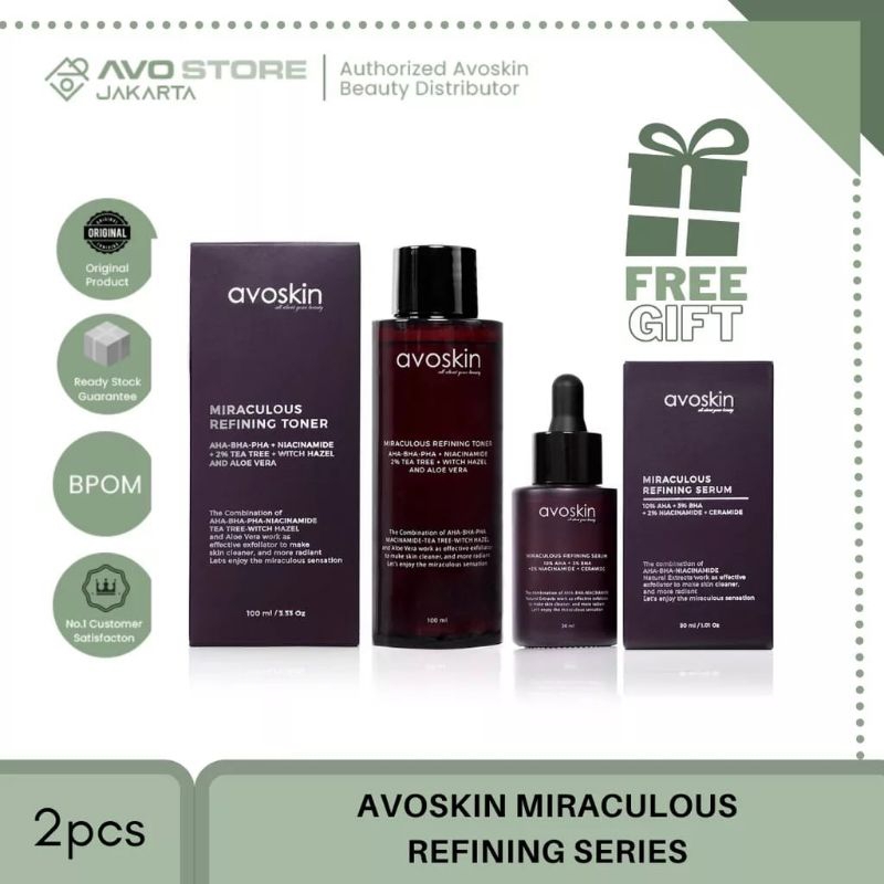 Jual Avoskin Miraculous Refining Series - Toner 100ml - Serum 30ml ...