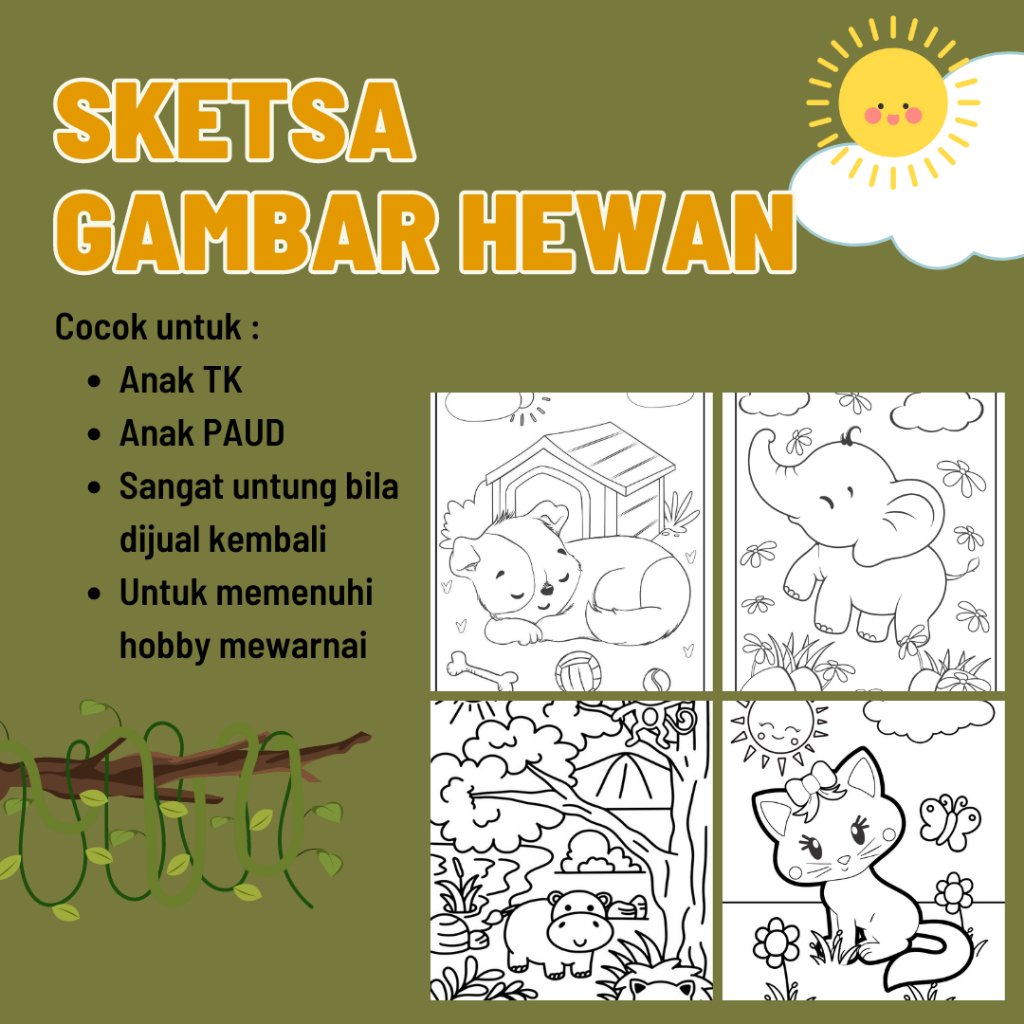 Printable Activity Mewarnai Gambar Hewan Tema Binatang, 59% OFF