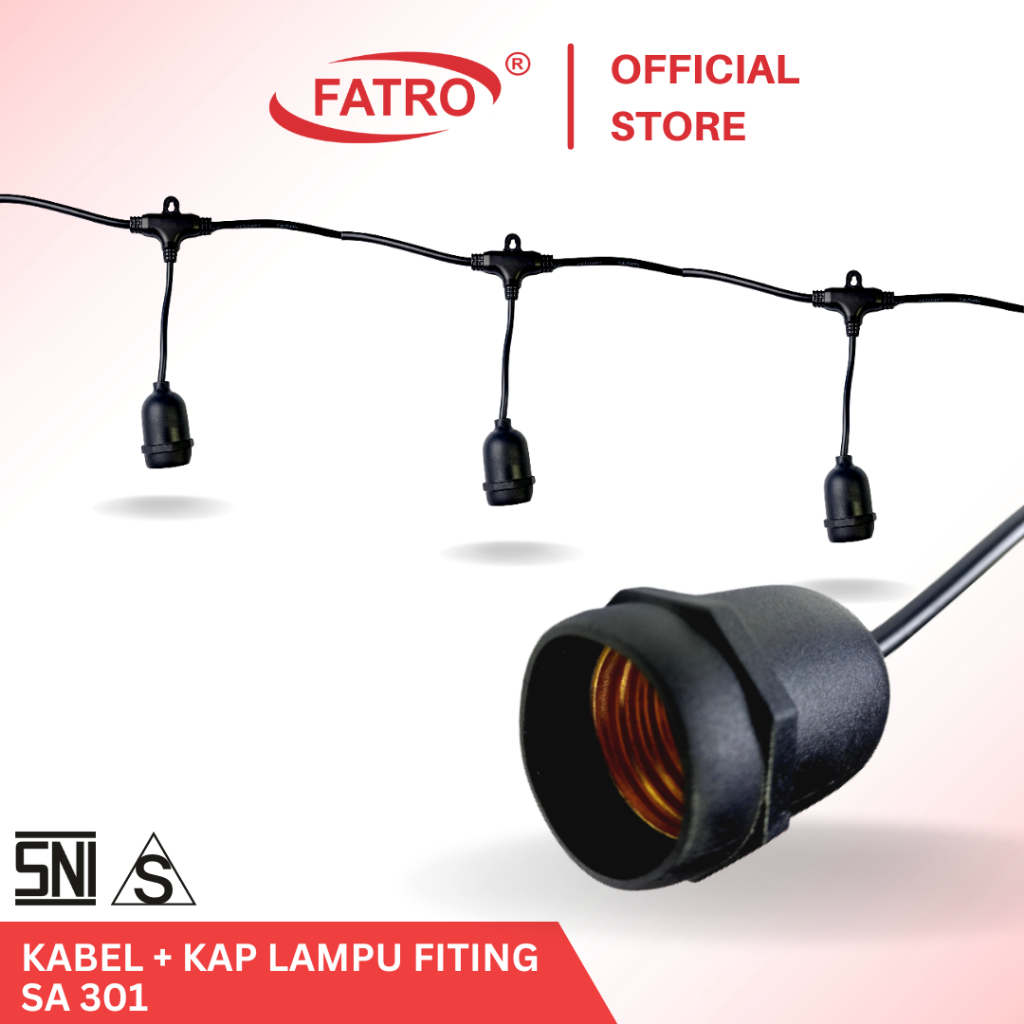 Jual FATRO PAKET Fitting Lampu Cafe Gantung Outdoor 10 Meter / Lampu Filamen LED dengan kabel ...