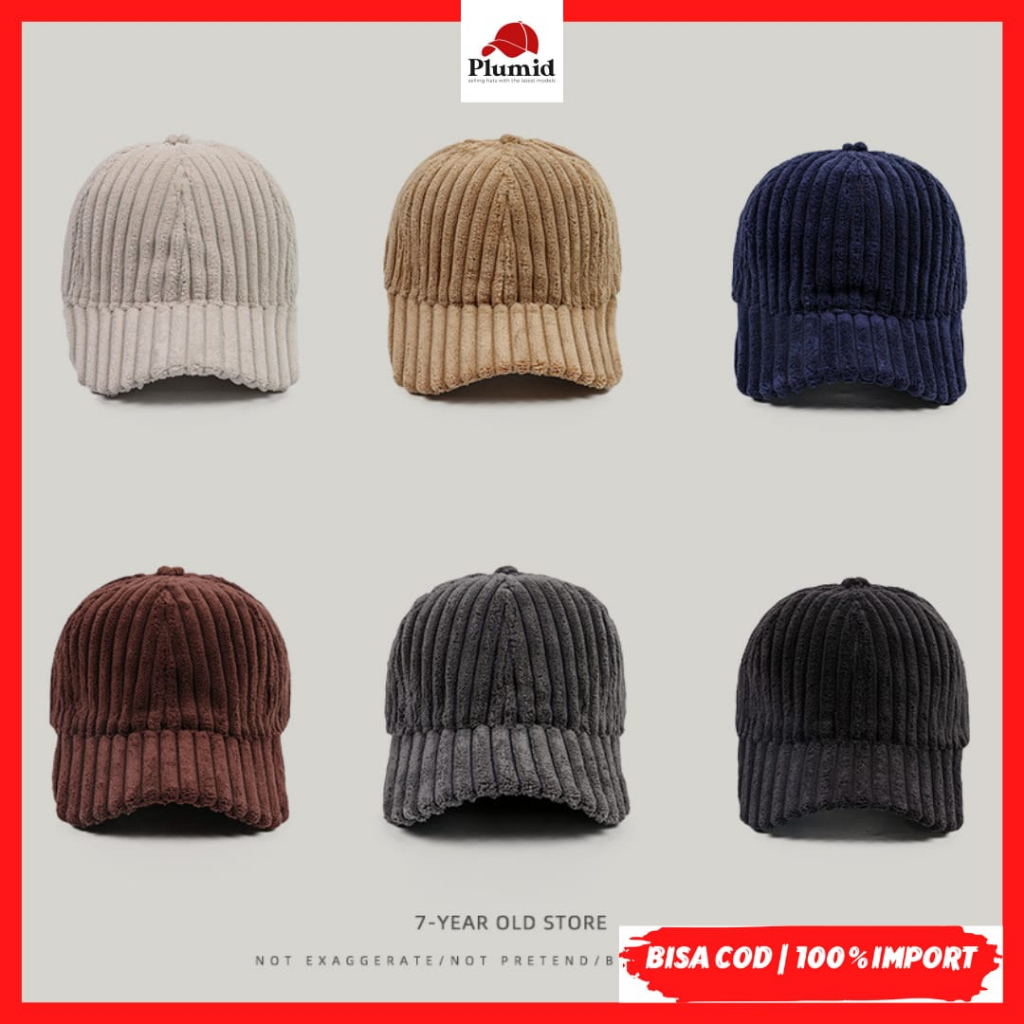 Jual PLUMID - Topi corduroy baseball topi korduroy unisex polos TP129 ...