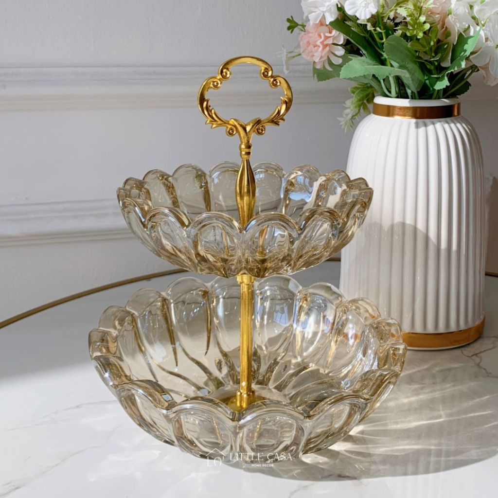 Jual Amber Crystal Double Tray / Snack Tray Ruang Tamu Tempat Cemilan ...