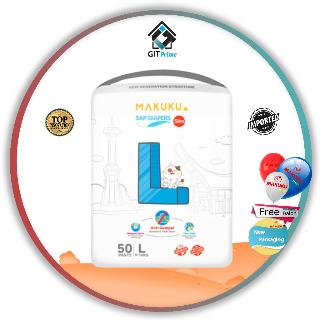 Jual Makuku Popok Premium Air Diapers Slim l50 L 50 isi 50 pcs | Shopee ...
