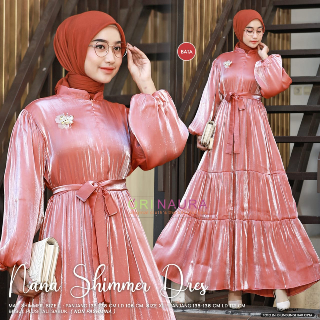 Jual Shimmer Dress Shimmer Dres Silk Premium Gamis Muslim Wanita