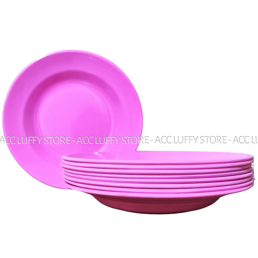 Jual Satu Lusin/12 PCS piring melamin warna pink tebal dan tahan Panas ...