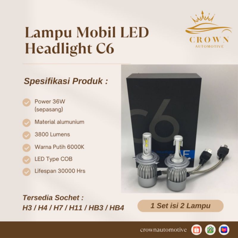 Jual LED Headlight C6 / LED Headlamp C6 | Shopee Indonesia