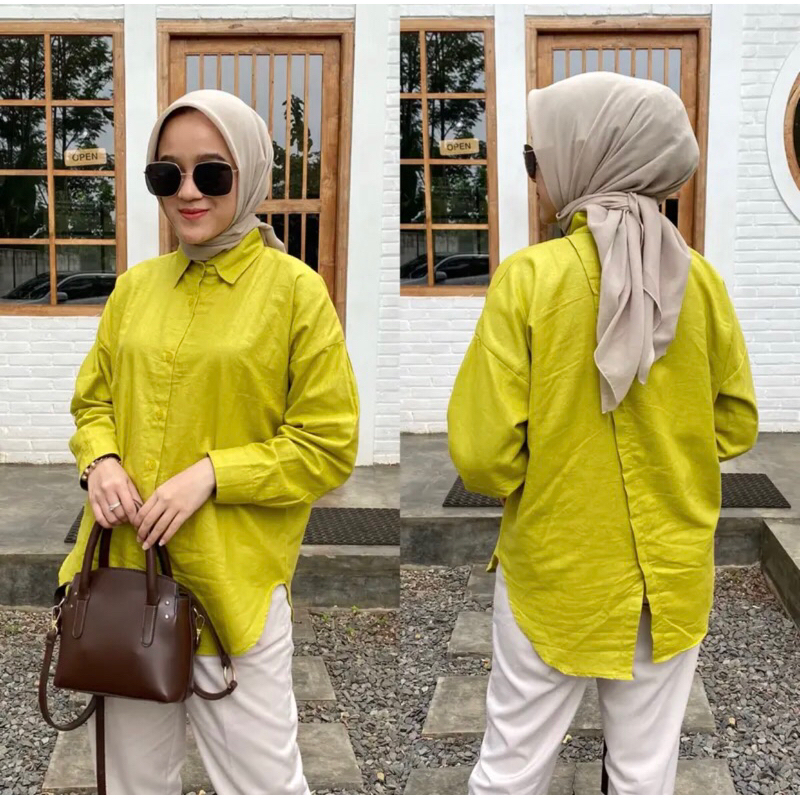 Jual Kemeja Nelka Shirt Oversize - Kemeja Linen Oversize - Kemeja Nelka ...