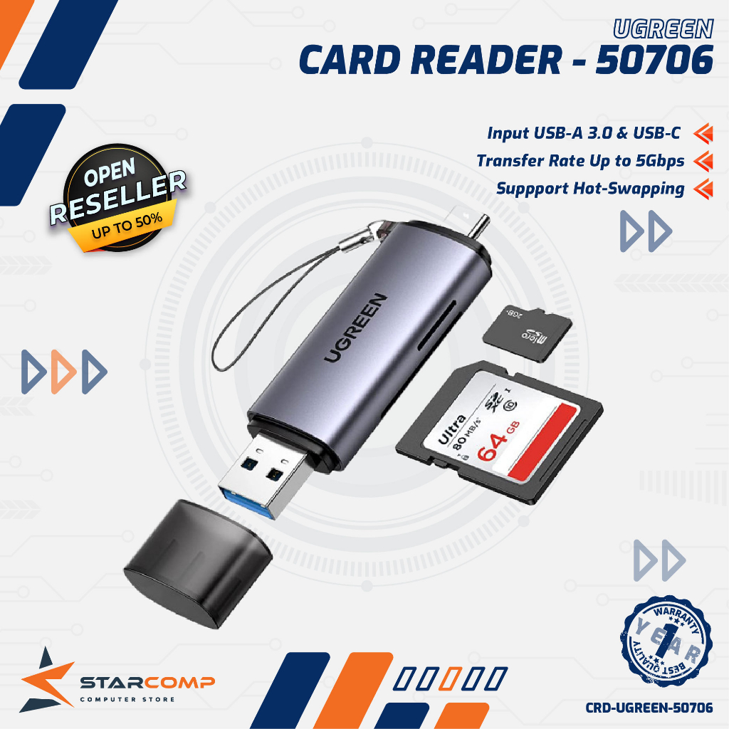 Jual UGREEN Card Reader OTG USB Type C dan USB A 3.0 Ke Micro SD TF 50706 | Shopee Indonesia