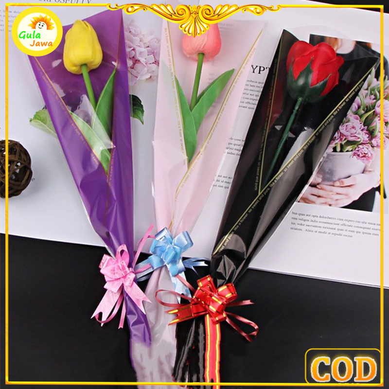Jual 100pcs kantong bunga rose /single Plastik bunga mawar tangkai per ...