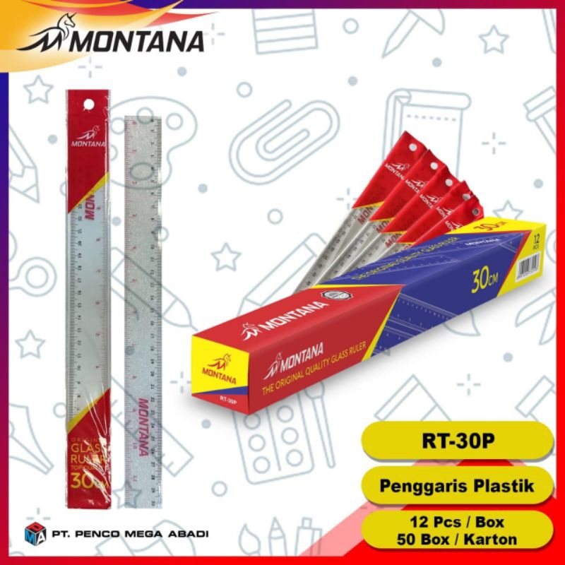 Jual penggaris mika 30 cm MONTANA | Shopee Indonesia