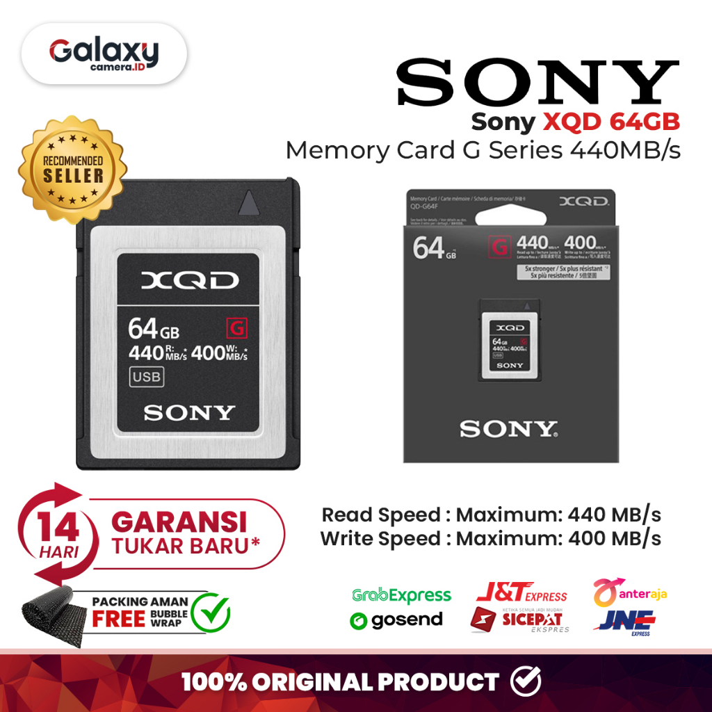 Jual Memory Card Sony XQD 64GB G Series 440MB/s Kartu Memori 64 GB ...