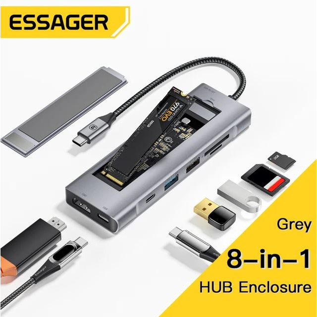 Jual Essager USB C HUB 8-in-1 Laptop with 10Gbps External Hard Drive ...