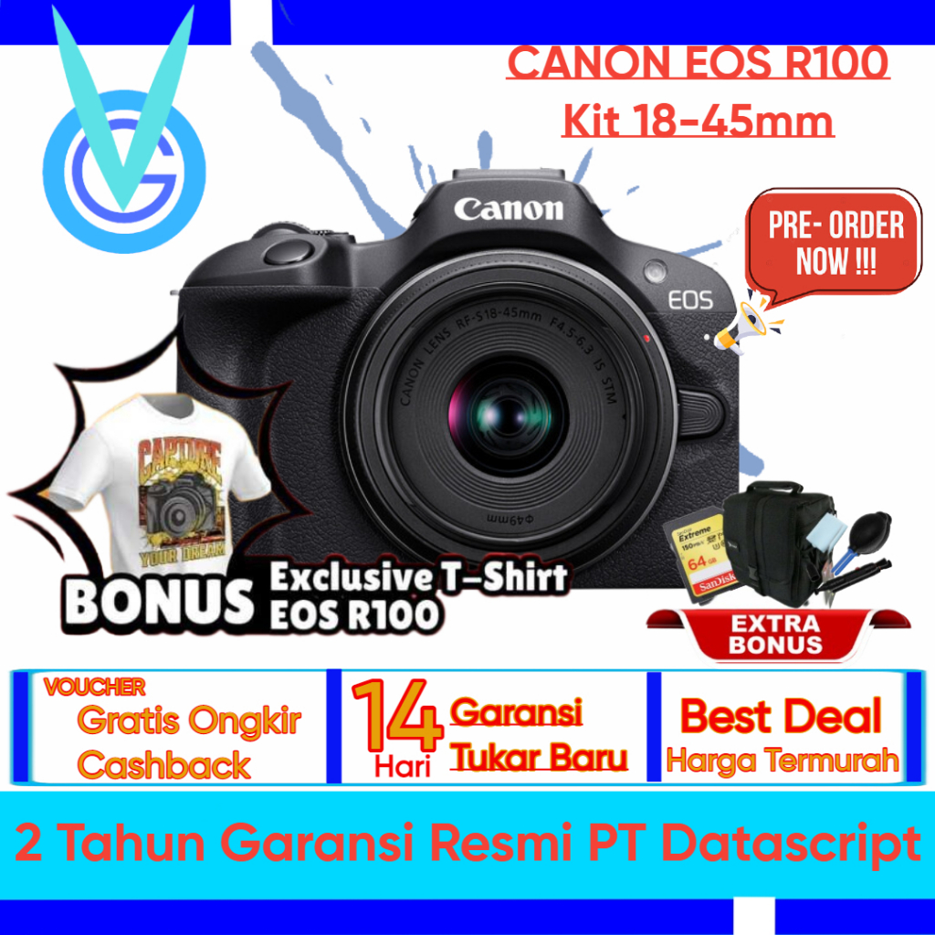 Jual Canon EOS R100 Kit 18-45mm Mirrorless Camera - Canon EOS R100 Kit | Shopee Indonesia