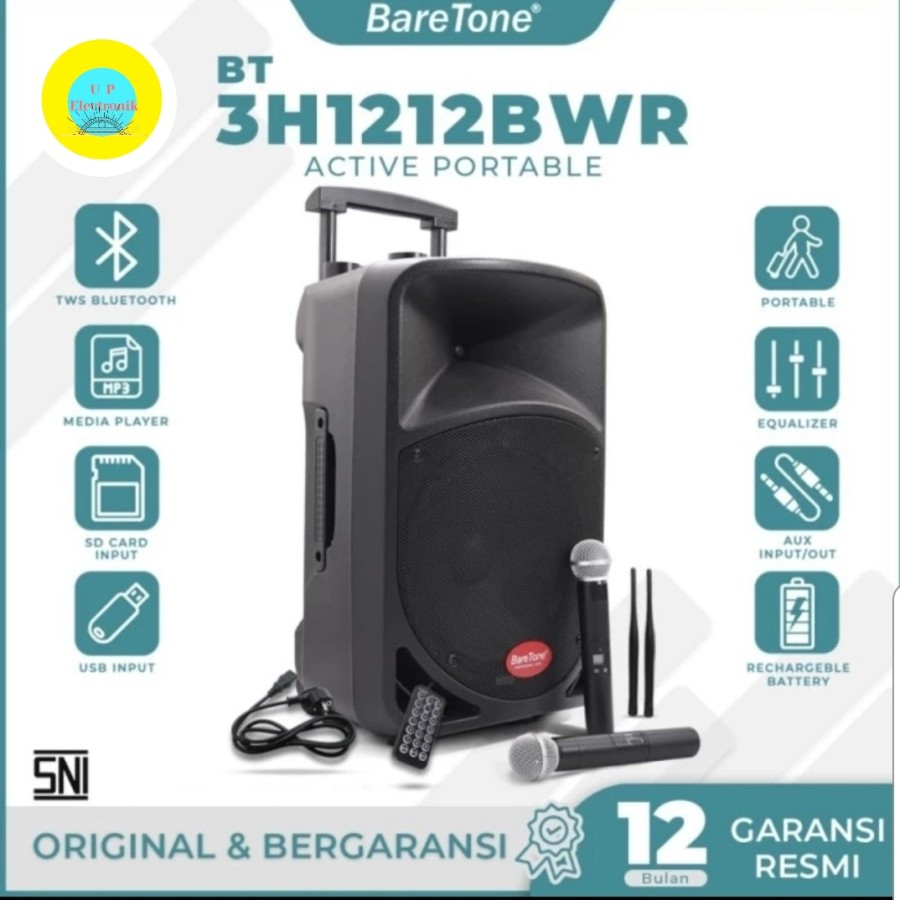 Jual SPEAKER PORTABLE WIRELESS MEETING BARETONE MAX12BWR TWS USB MP3 ...