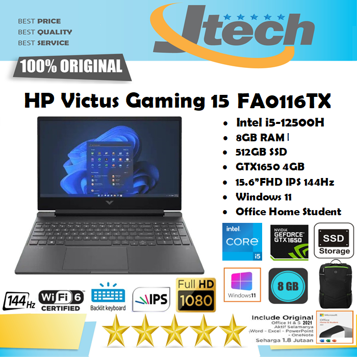 Jual HP Victus Gaming 15-FA0116TX - i5-12500H - 16GB - 512GB SSD - GTX1650 4GB - 15.6"FHD IPS ...