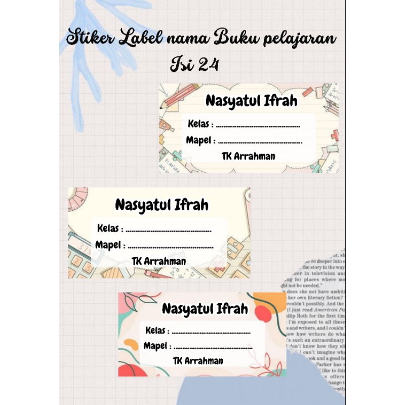 Jual Isi 24 stiker Mapel Karakter -Label buku pelajaran sekolah ...