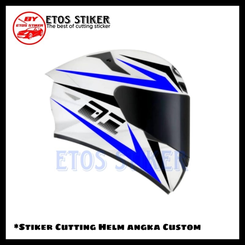 Jual Stiker Helm full face desain simpel cutting sticker angka custom ...