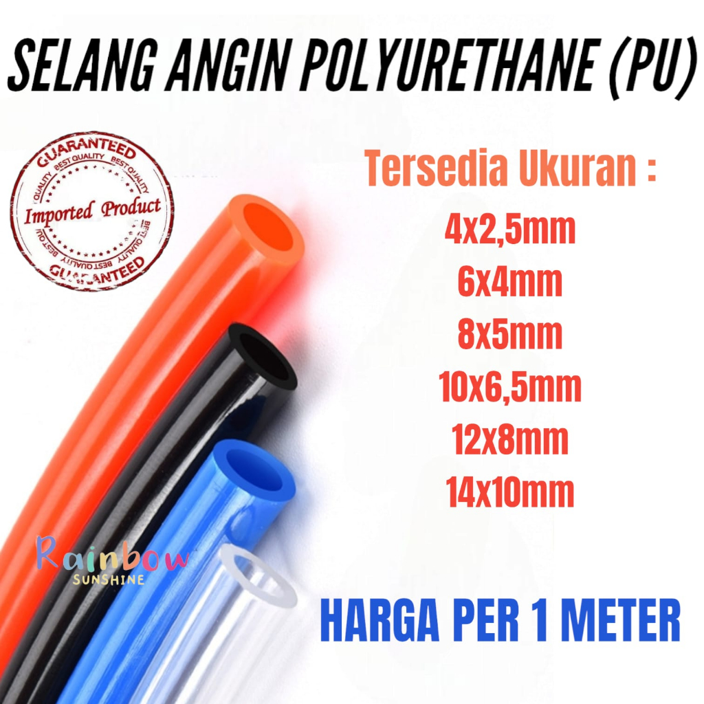 Jual SELANG ANGIN PNEUMATIC 6x4MM PU HOSE SELANG POLYURETHANE (PU) PER ...