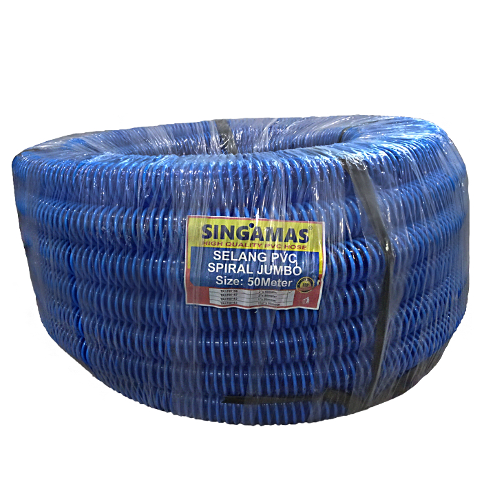 Jual SINGAMAS Selang Air PVC Spiral Jumbo Warna Biru 2 Inch x 50 Meter ...